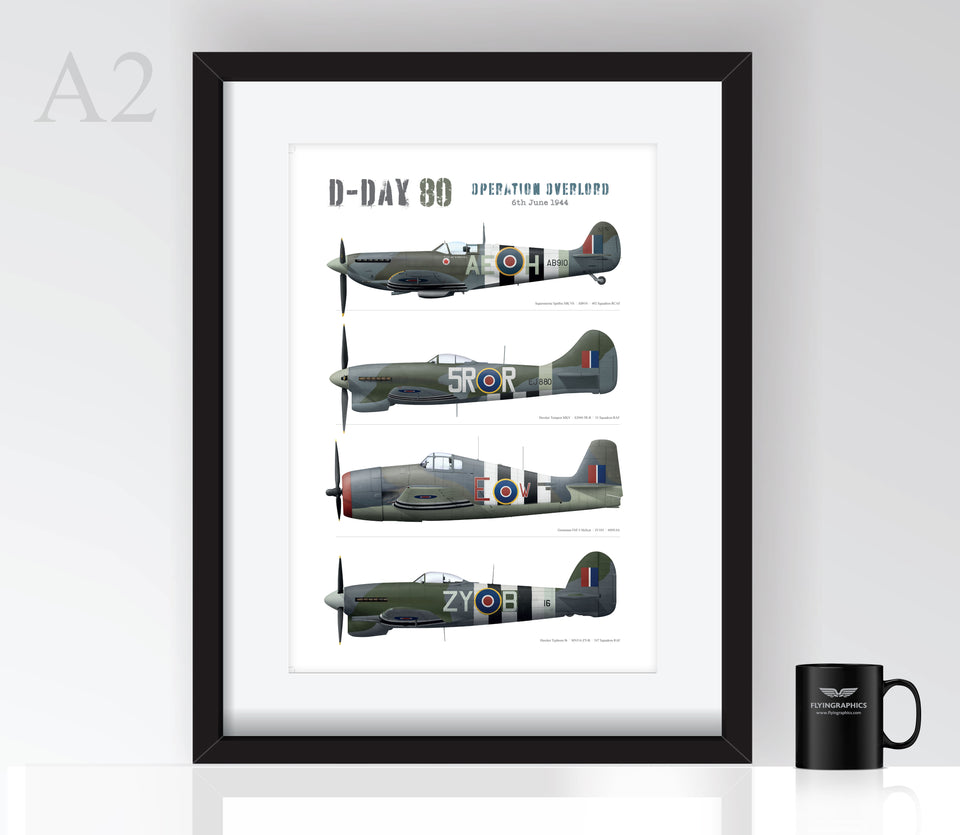 D-Day Fighter Profiles - A2 or A3 Poster | Flyingraphics